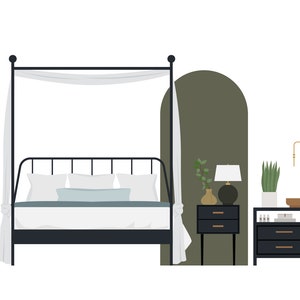 140+ Flat Vector Illustration - Bedroom Furniture Clip Art Set ...