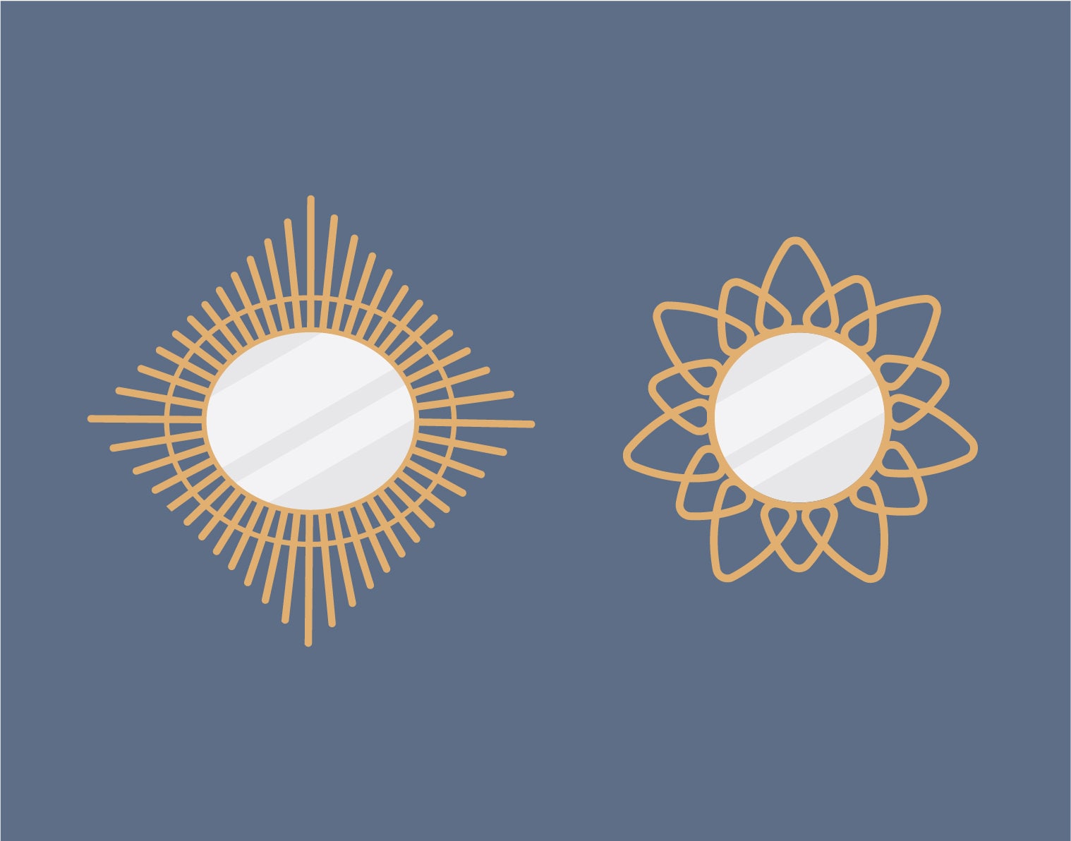 11 Flat Vector Illustration Mirrors Furniture Interior Decor Elements ...