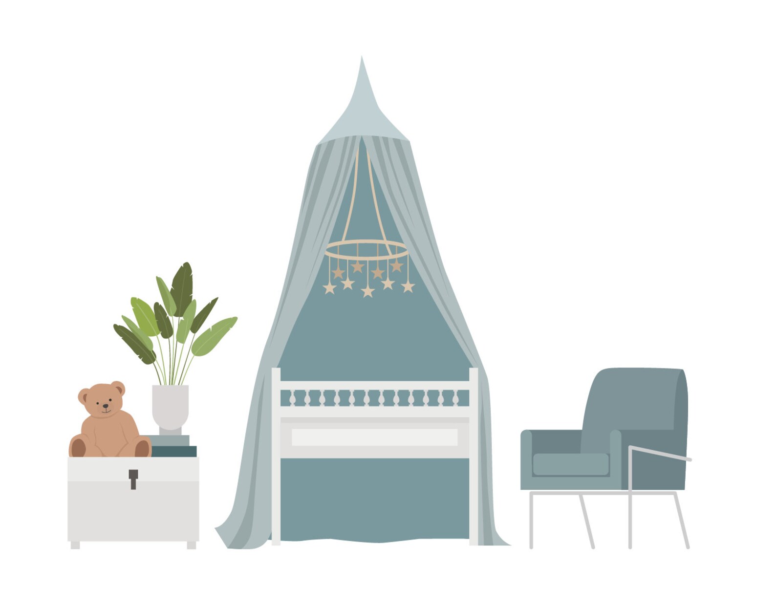 90 Flat Vector Illustration Bedroom Furniture Clip Art Set - Etsy