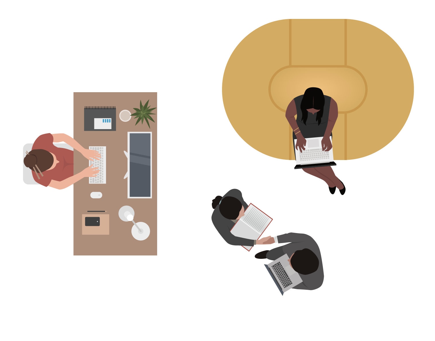 53 Flat Vector People Illustration Working People Top View Pack of 13 ...