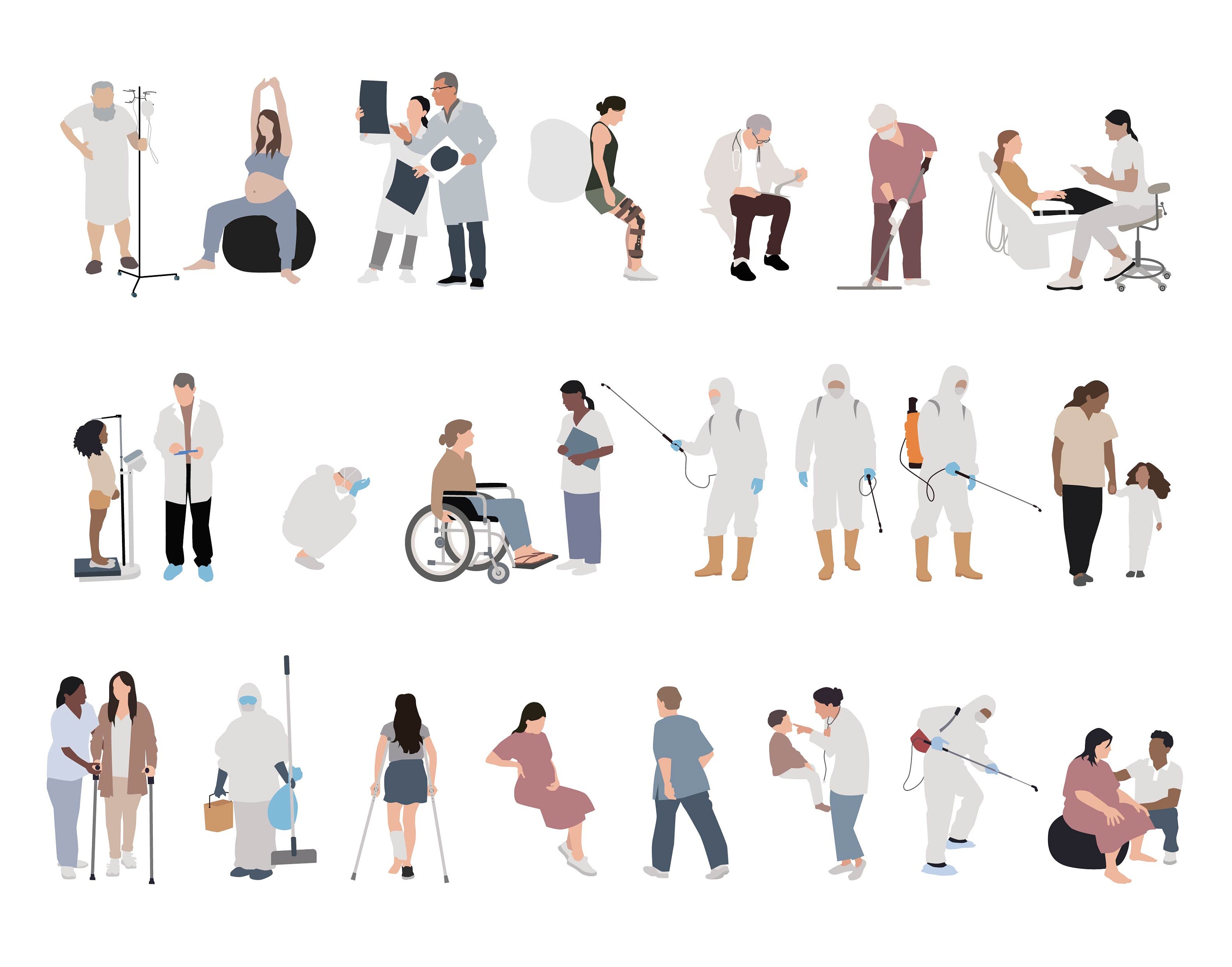22 Flat Vector People Illustration - People in the Hospital - Pack of ...