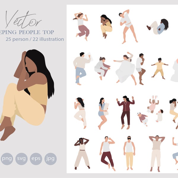16 Flat Vector People Top View Pack of 19 Illustration AI Png Jpg Eps ...