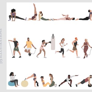 16 Flat Vector People Work Out Illustration - SPORT - Ai - Png - Svg ...
