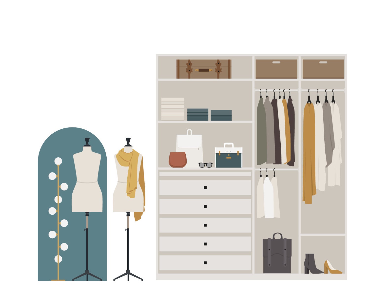 140+ Flat Vector Illustration - Bedroom Furniture Clip Art Set ...