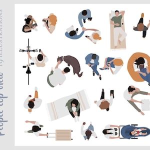 Bundle Flat Vector People - Top View Illustrations - Pack of 112 ...
