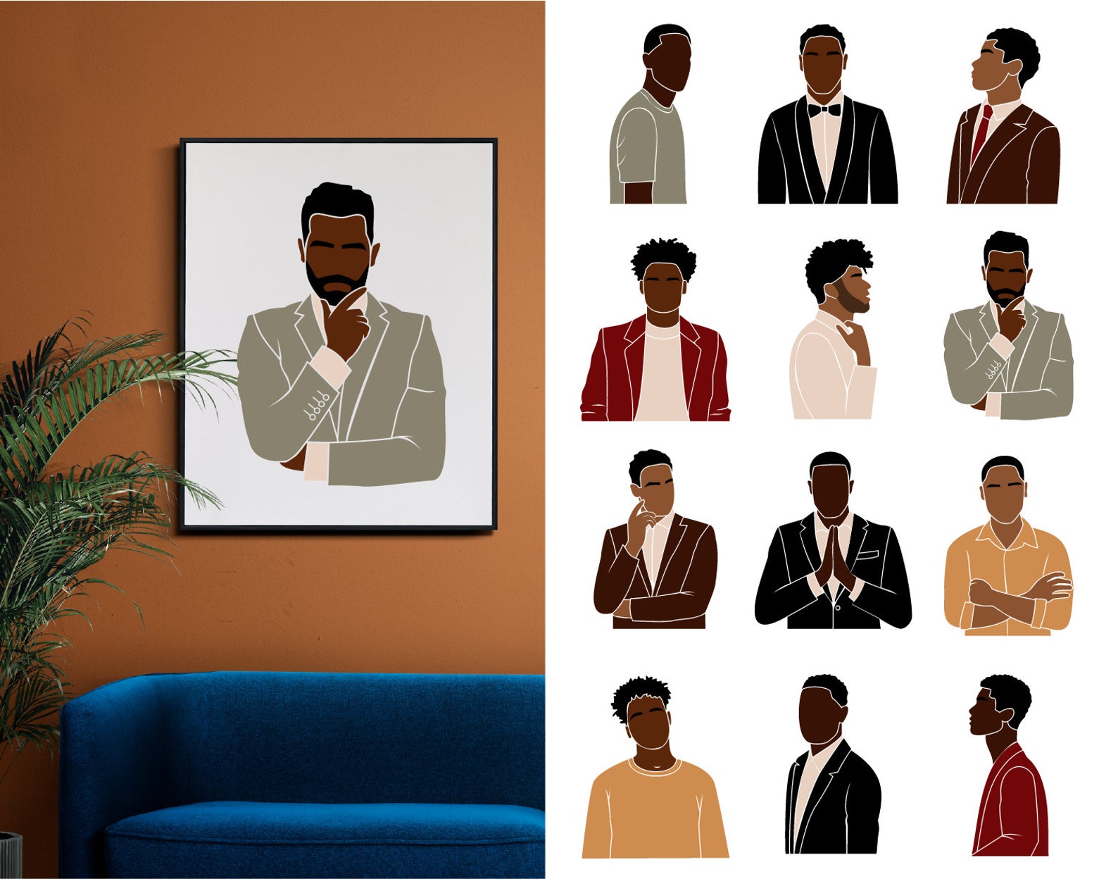 African Man SVG Black Men African American Abstract Male - Etsy