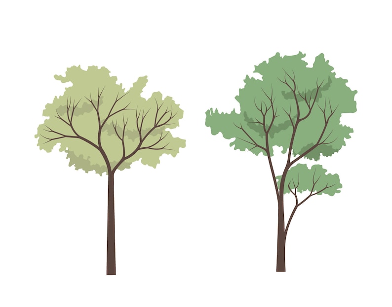 10 Set of Flat Vector Trees Clipart - Flat Vector Plant Illustration ...