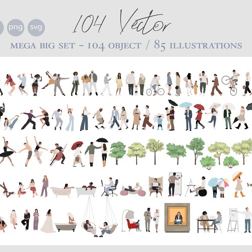 104 BIG SET Flat Vector Cutout People Ai Png Svg - Etsy
