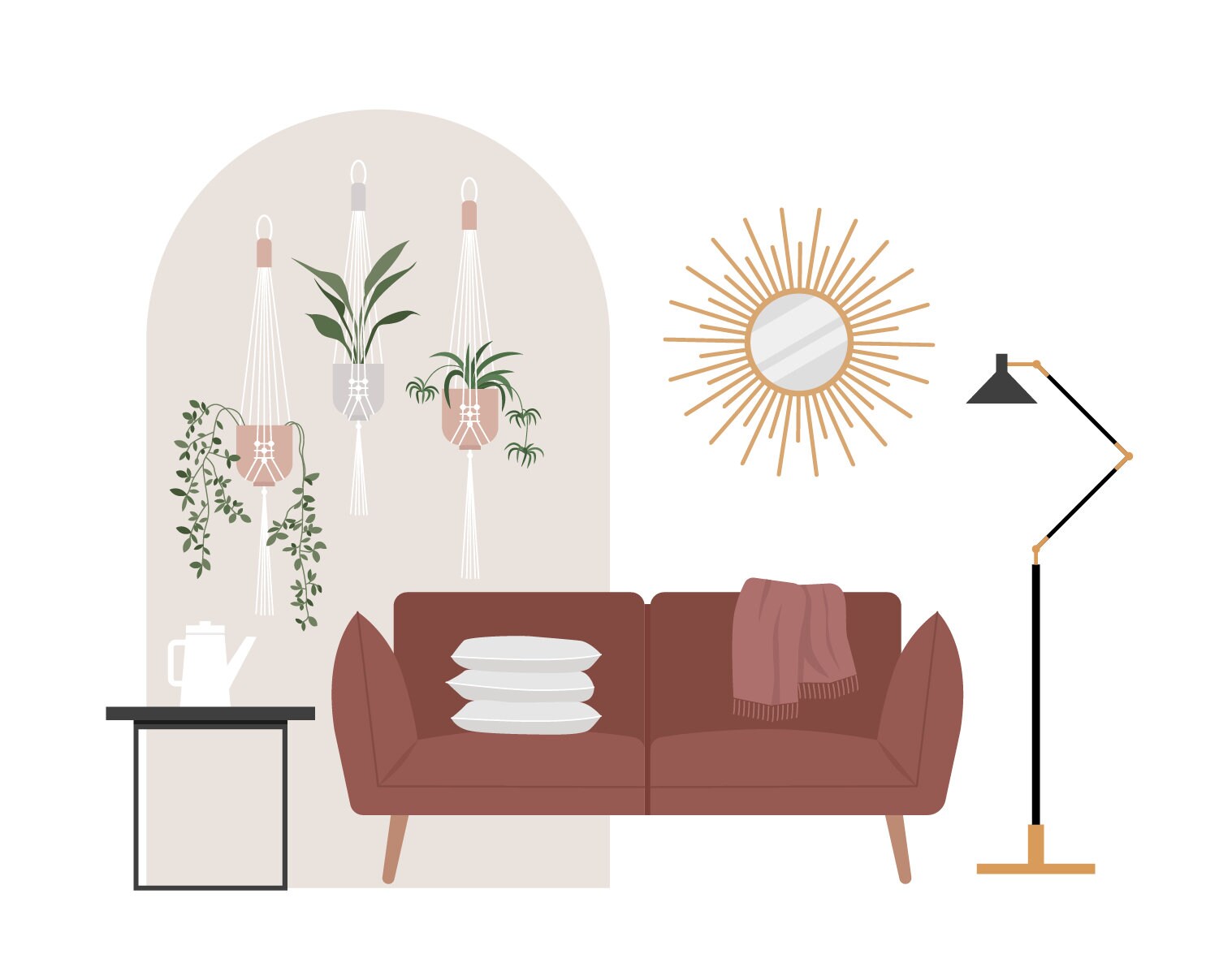 80 Flat Vector Illustration Living Room Clip Art Set | Etsy