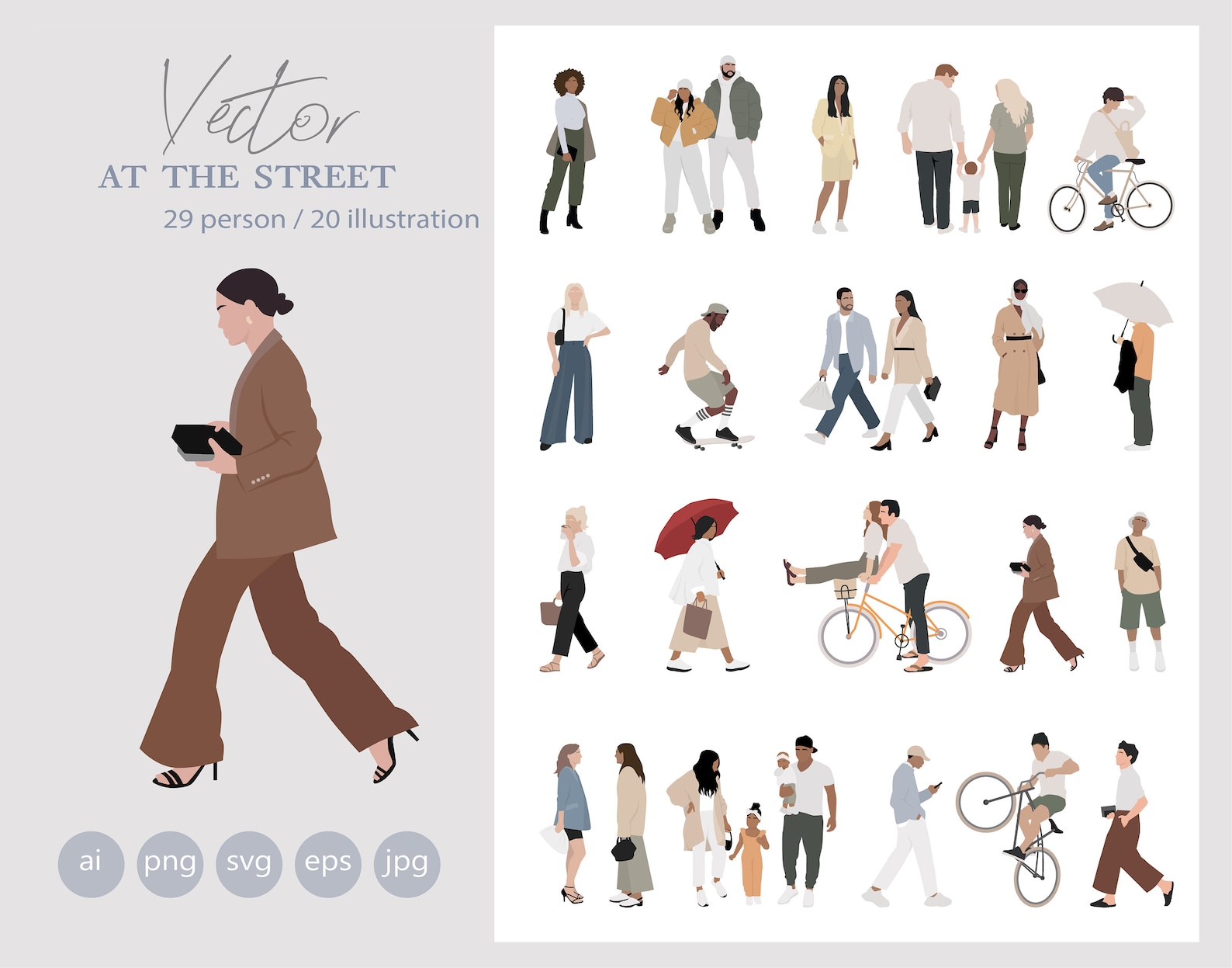 104 BIG SET - Flat Vector Cutout People - Ai - Png - Svg - Etsy