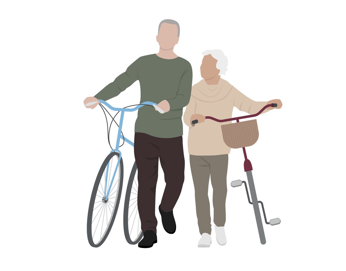 15 Flat Vector People Illustration AI - Old People - Elderly Faceless ...