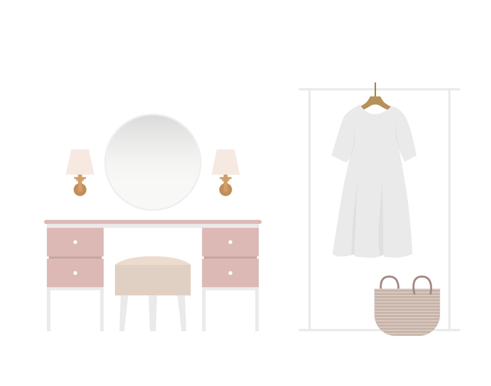 90 Flat Vector Illustration Bedroom Furniture Clip Art Set - Etsy