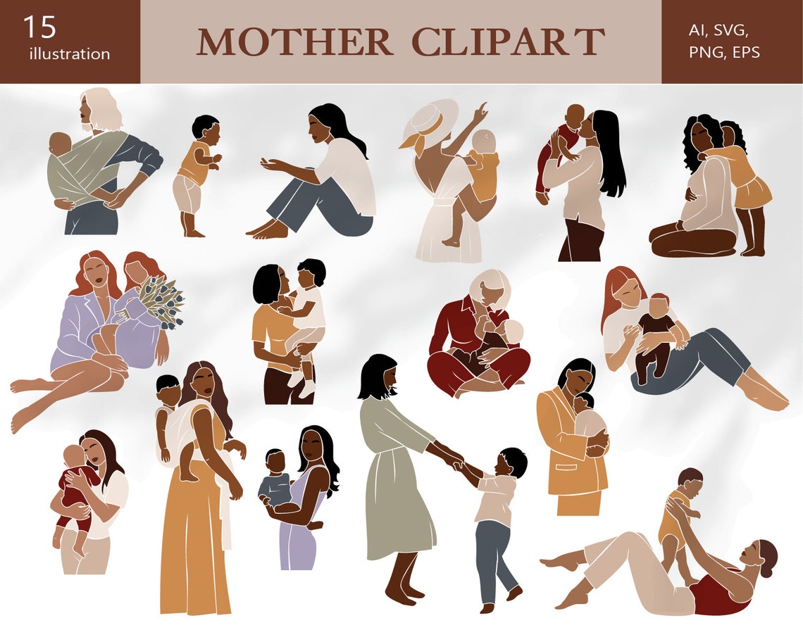15 Abstract Mother Clipart, Mother's Day, Mother Prints, Woman Clipart ...