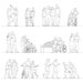 15 Line Vector People Illustration AI - Old People - Elderly Faceless ...