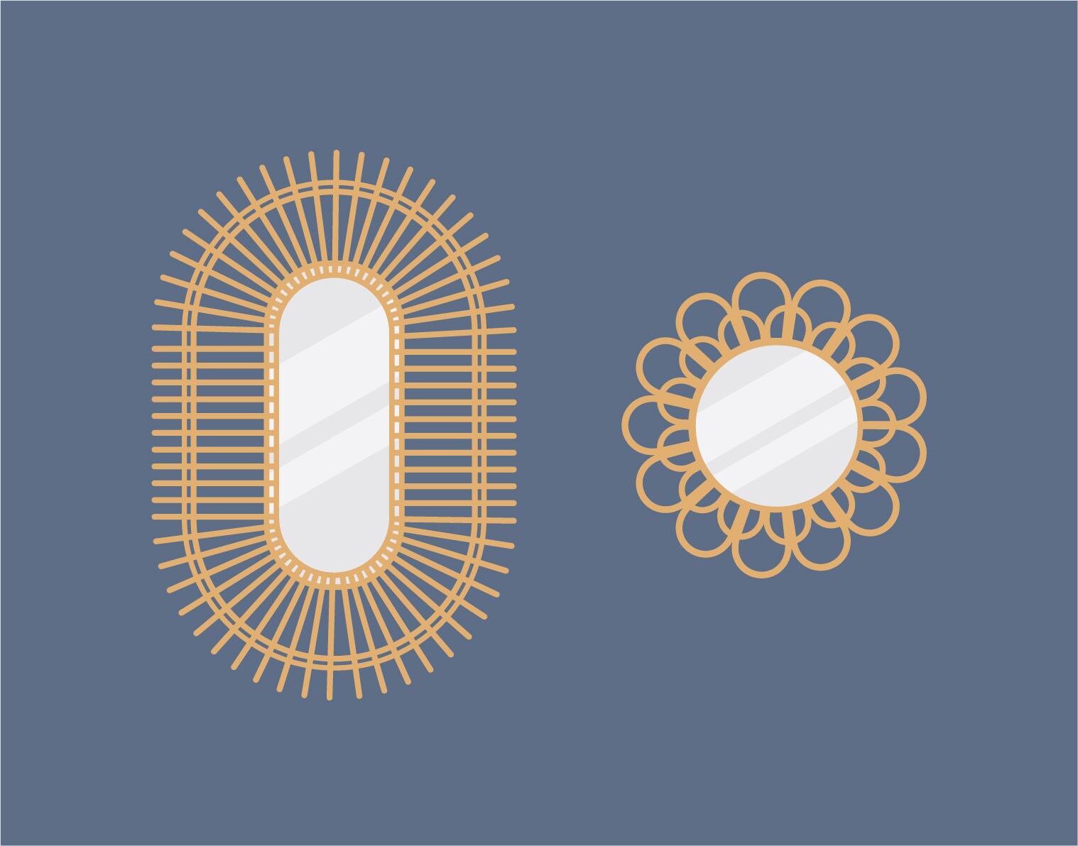 11 Flat Vector Illustration Mirrors Furniture Interior Decor Elements ...