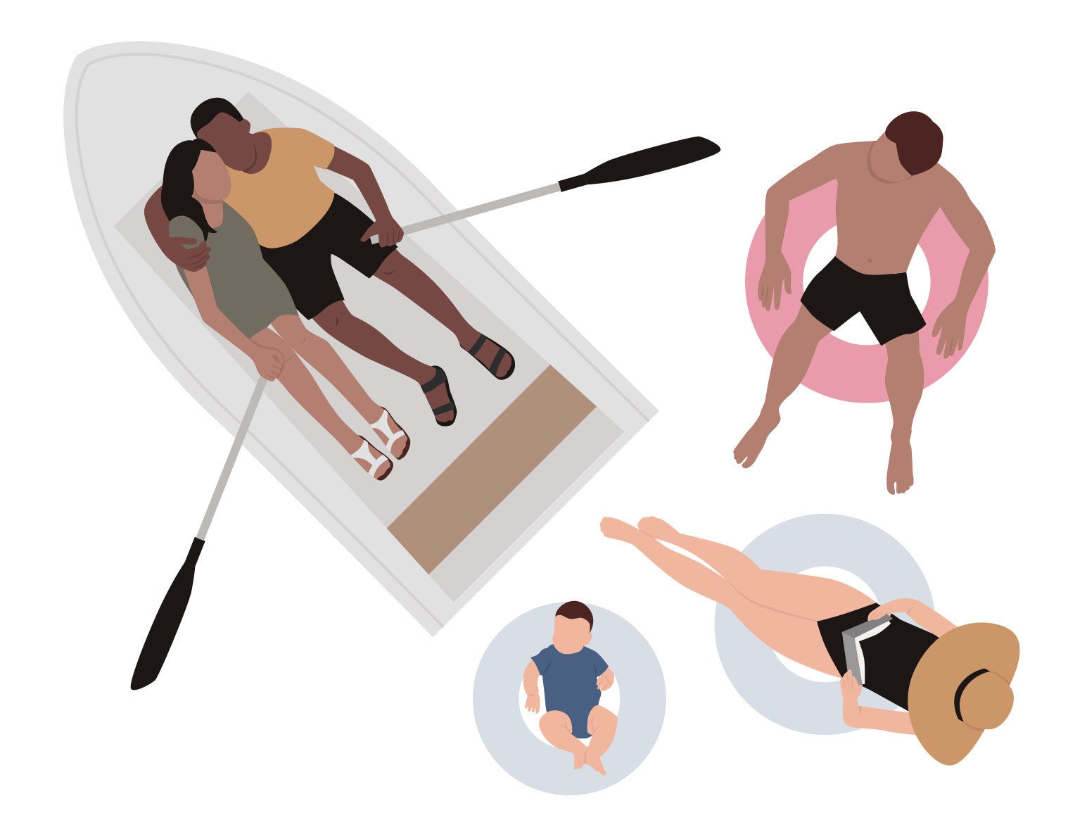 22 Flat Vector People Top View Vacation Pack of 22 Illustration AI Png ...