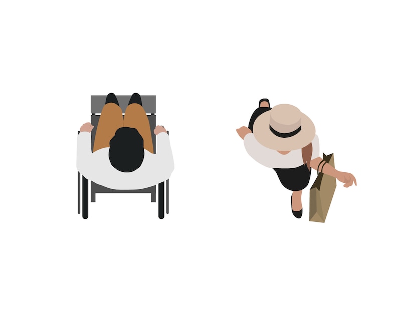 19 Flat Vector People - Top View - Pack of 19 Illustration - AI - Png ...