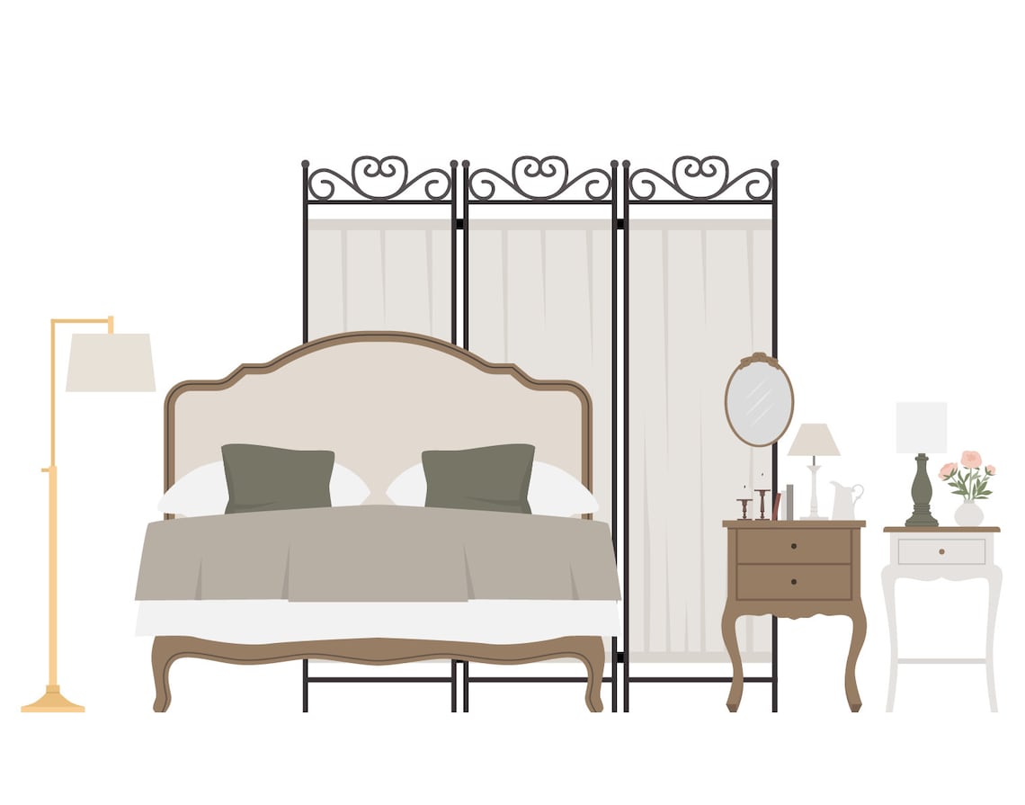 140+ Flat Vector Illustration - Bedroom Furniture Clip Art Set ...