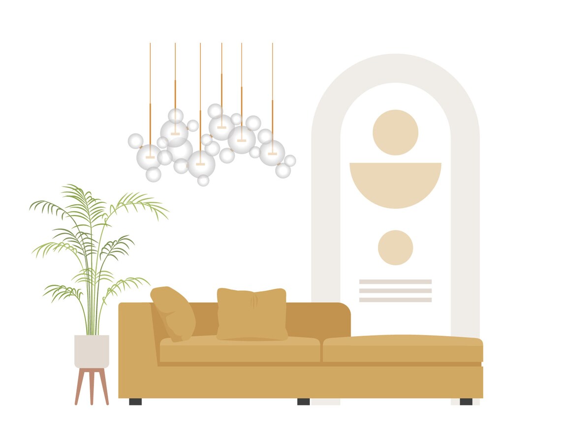 80 Flat Vector Illustration Living Room Clip Art Set | Etsy
