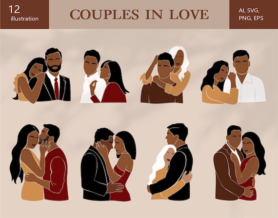 Couple in Love SVG Valentines SVG Lovers Clipart Woman - Etsy