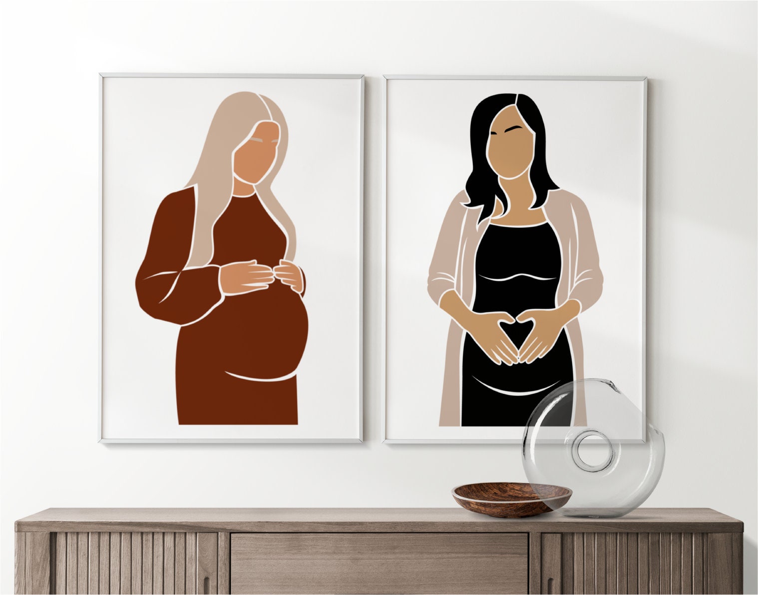 10 Abstract Pregnancy Clipart SVG, Mother's Day, Abstract Mother Prints ...