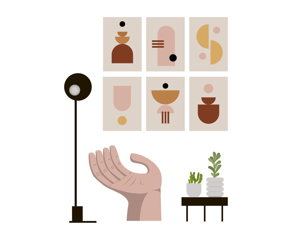 80 Flat Vector Illustration Living Room Clip Art Set | Etsy