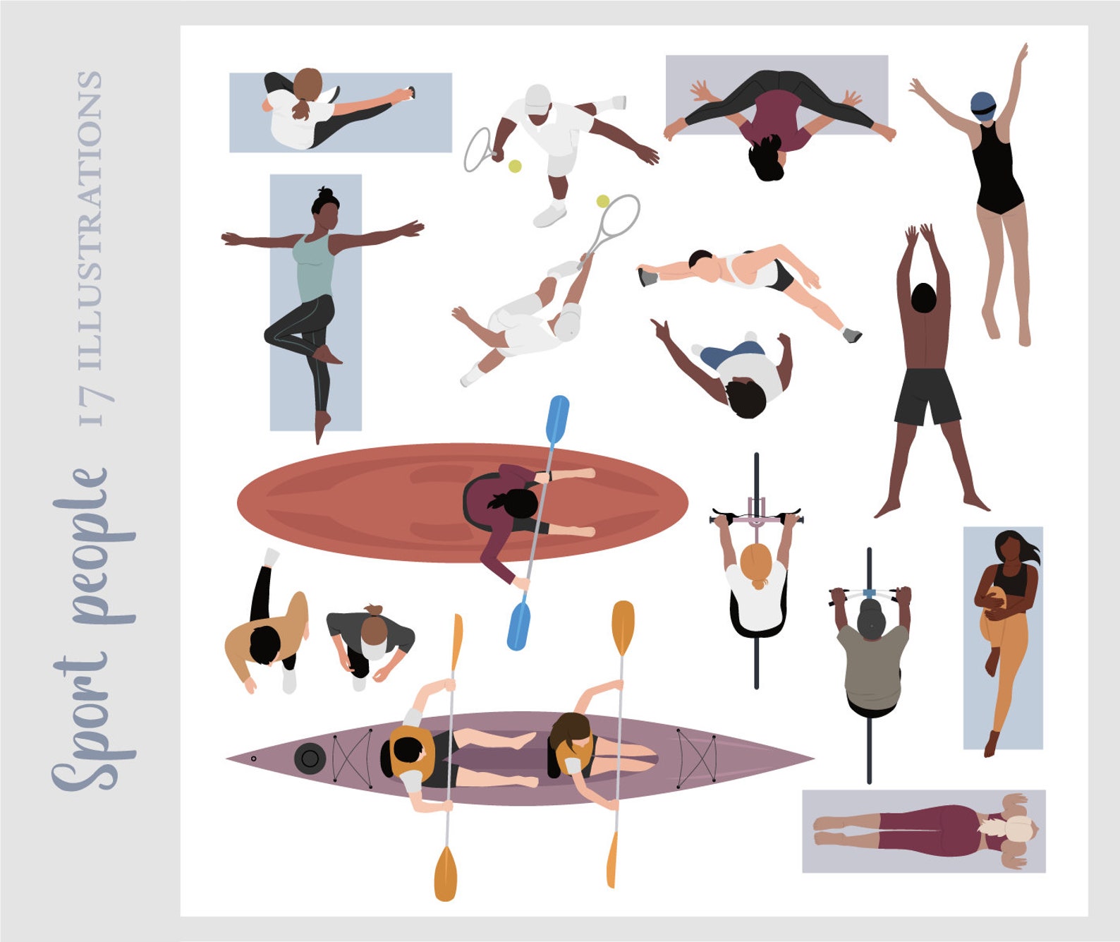 Bundle Flat Vector People - Top View Illustrations - Pack of 112 ...