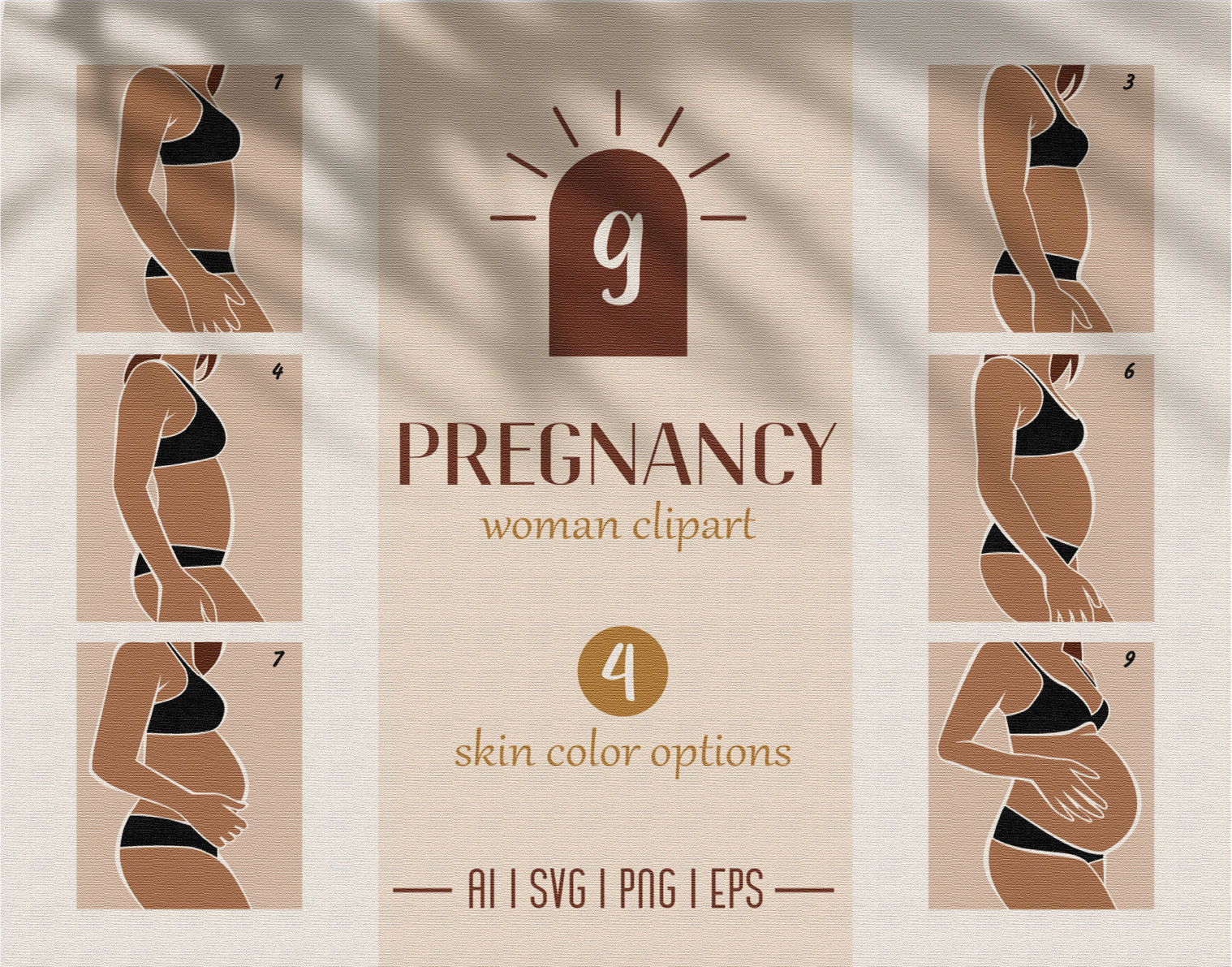 9 Abstract Pregnancy Clipart SVG, Mother's Day, Abstract Mother Prints ...