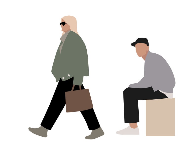 30 Flat Vector People - Walking People - Outdoor - Pack of 30 ...