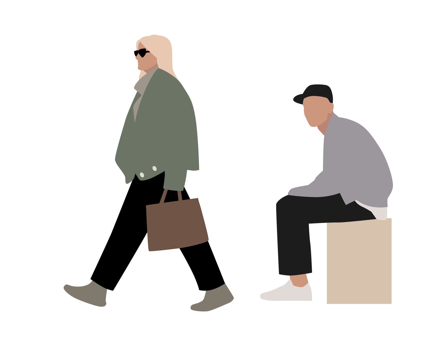 30 Flat Vector People - Walking People - Outdoor - Pack of 30 ...