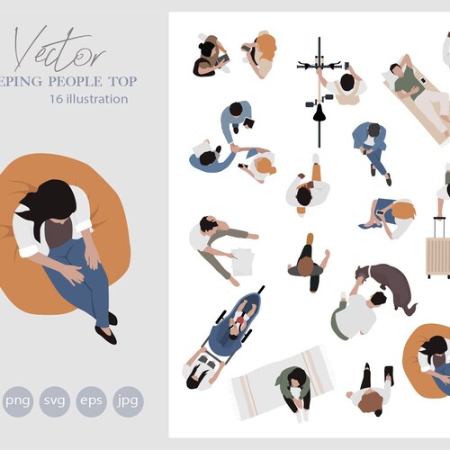 16 Flat Vector People Top View Pack of 19 Illustration - Etsy