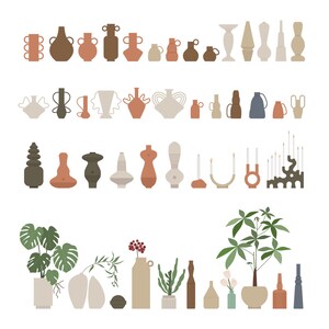 47 Flat Vector Decor Illustrations - Vase - Candle Holder - Vase Shapes ...