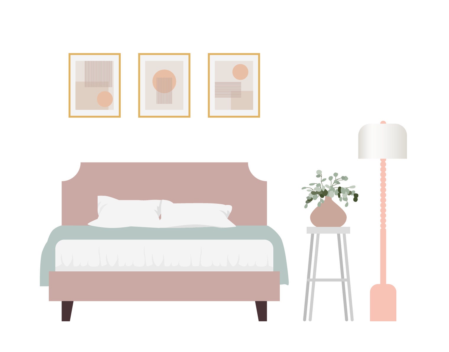 90 Flat Vector Illustration Bedroom Furniture Clip Art Set - Etsy