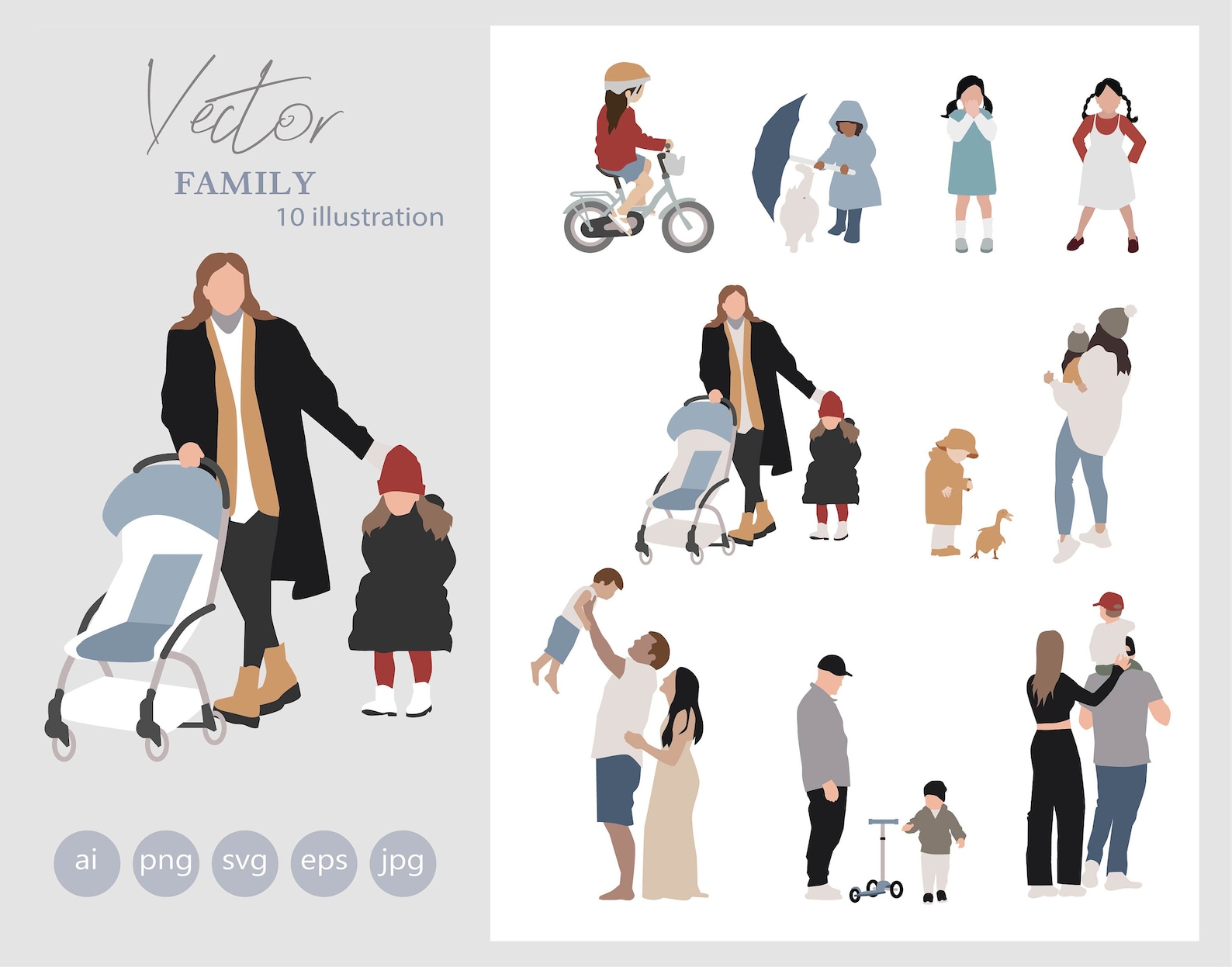 145 BIG SET - Flat Vector Cutout People - Ai - Png - Svg- Male, Female ...