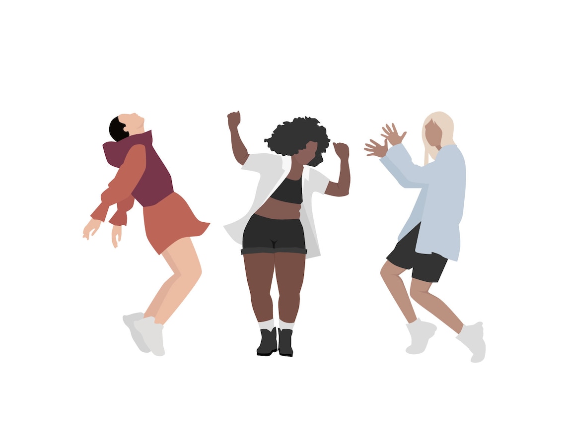 20 Flat Vector People - Dancing People - Indoor - Pack of 16 ...