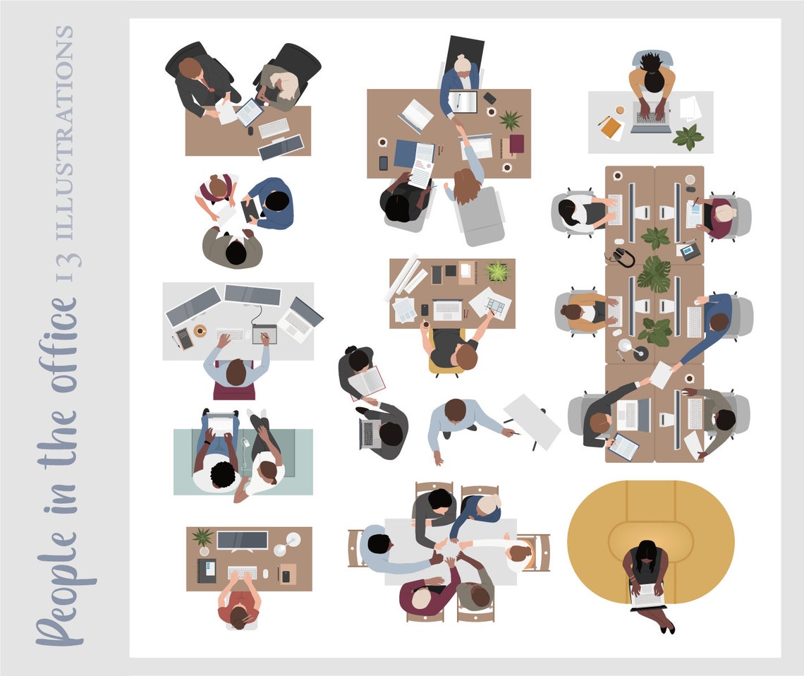 Bundle Flat Vector People - Top View Illustrations - Pack of 112 ...