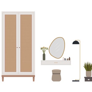 140+ Flat Vector Illustration - Bedroom Furniture Clip Art Set ...