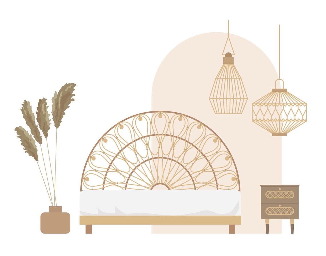 90 Flat Vector Illustration Bedroom Furniture Clip Art Set - Etsy
