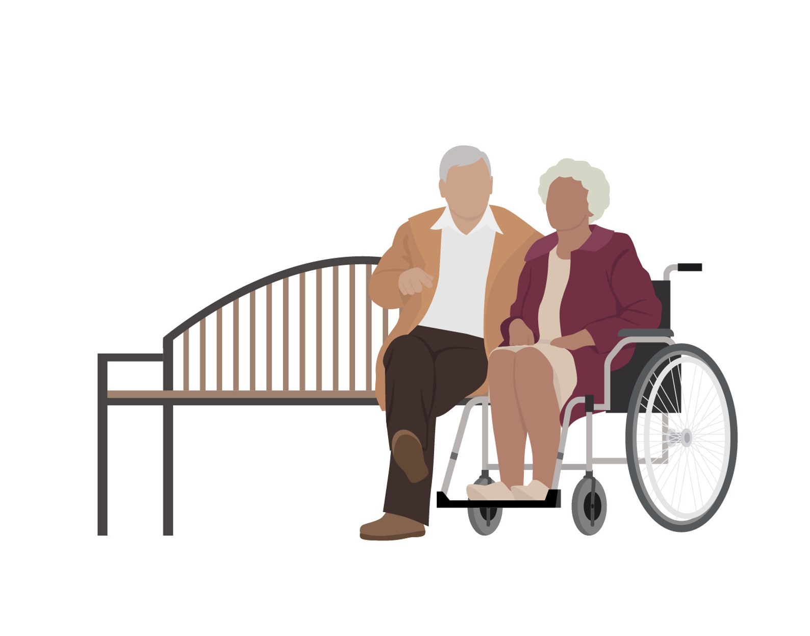 15 Flat Vector People Illustration AI - Old People - Elderly Faceless ...