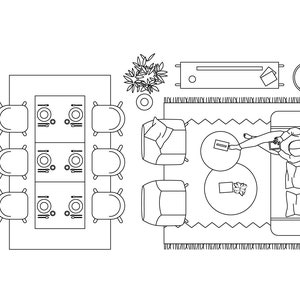 Vector Illustration TOP View- Furniture and Decor Elements - Living ...