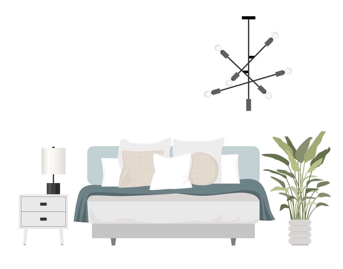 90 Flat Vector Illustration Bedroom Furniture Clip Art Set - Etsy