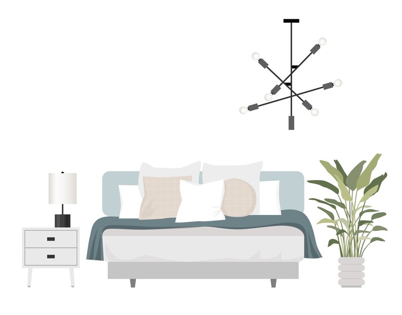 90 Flat Vector Illustration Bedroom Furniture Clip Art Set - Etsy