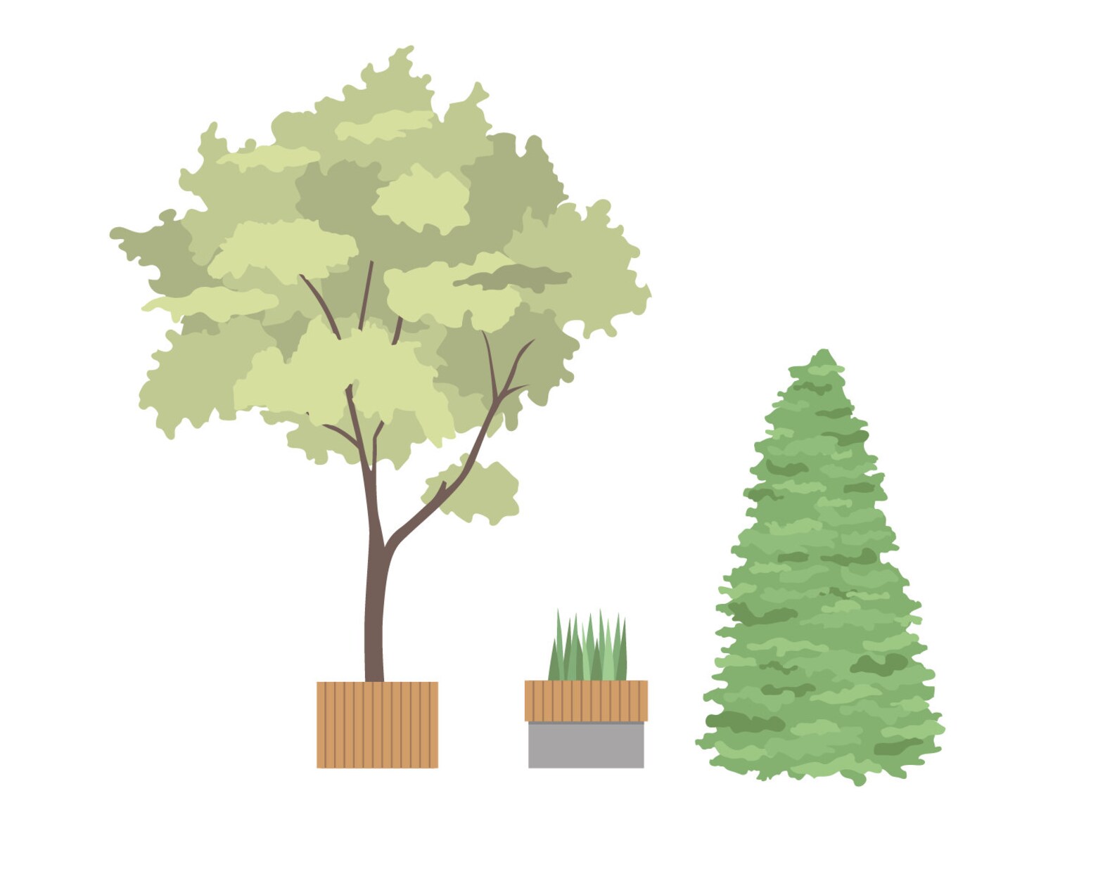 16 Set of Plants & Flower Pots Clipart - Flat Vector Plant Illustration ...