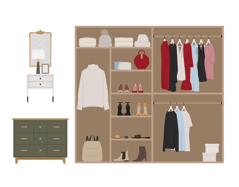 140+ Flat Vector Illustration - Bedroom Furniture Clip Art Set ...