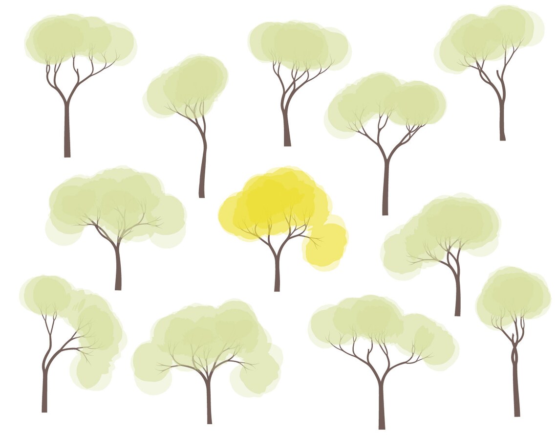 144 Set of Flat Vector Trees Clipart - Flat Vector Plant Illustration ...