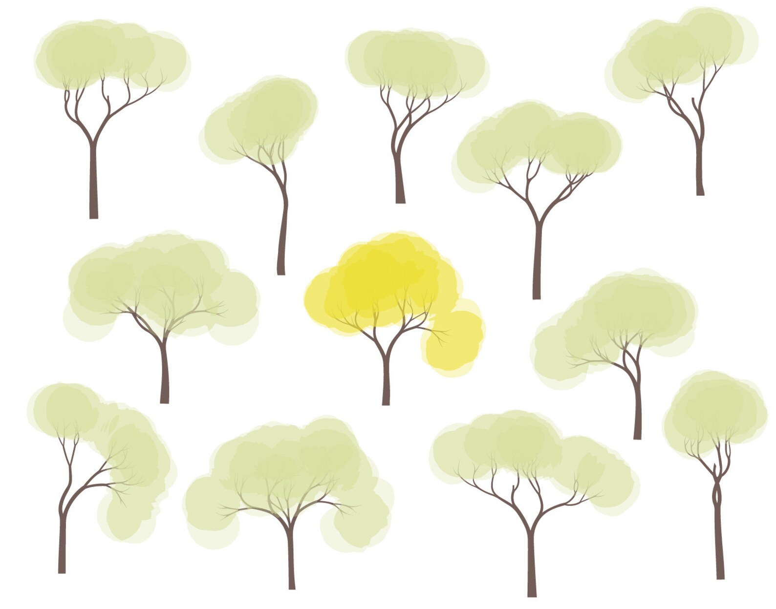 144 Set of Flat Vector Trees Clipart - Flat Vector Plant Illustration ...