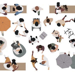 19 Flat Vector People - Top View - Pack of 19 Illustration - AI - Png ...