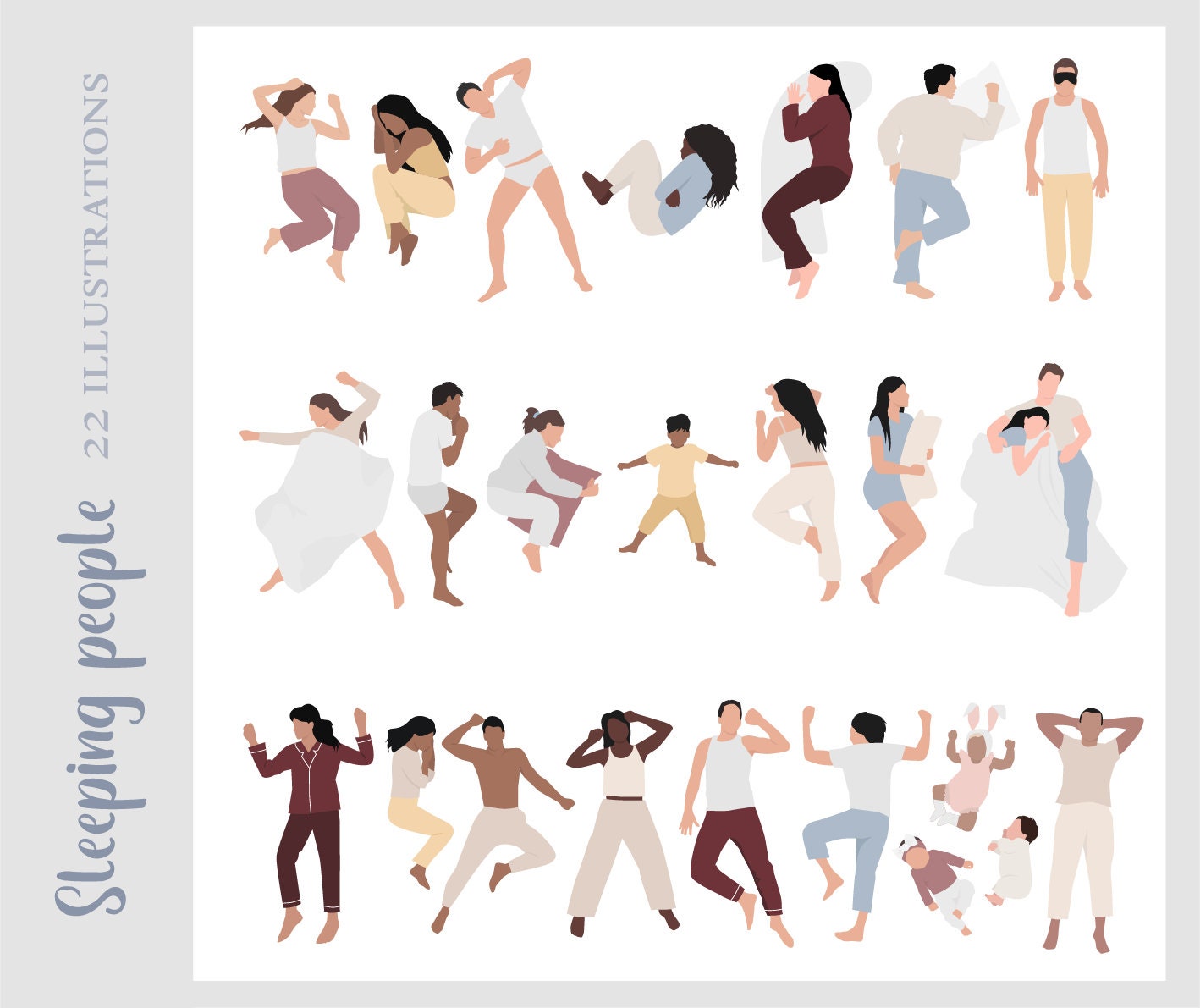 Bundle Flat Vector People - Top View Illustrations - Pack of 112 ...