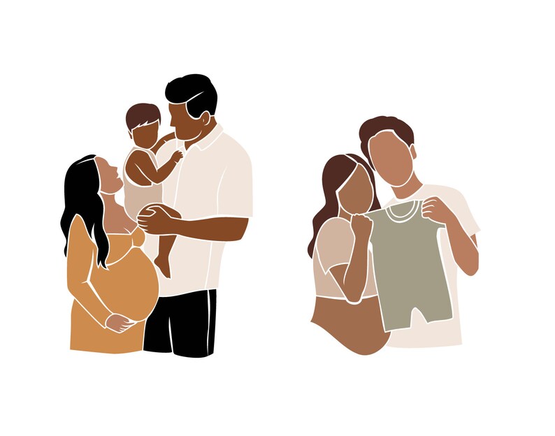 12 Abstract Family Clipart, Mother's Day, Father's Day, Pregnant Woman ...