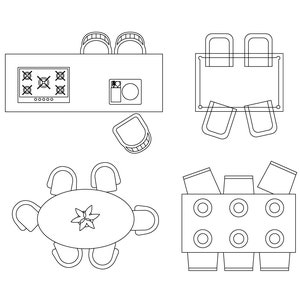 100+ Scaled 1 : 100/50/20 Line Vector Illustrations TOP View-furniture ...